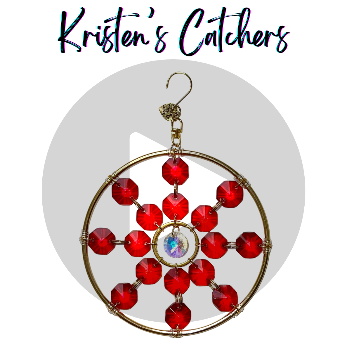 Ruby Bloom Ornamental Sun Catcher | Handmade Light Art – Kristen’s Catchers
